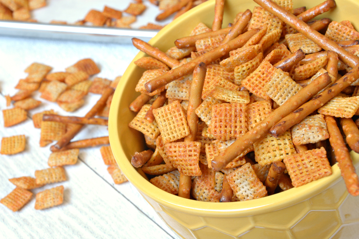 Sriracha Honey Chex Mix - Beeyond the Hive
